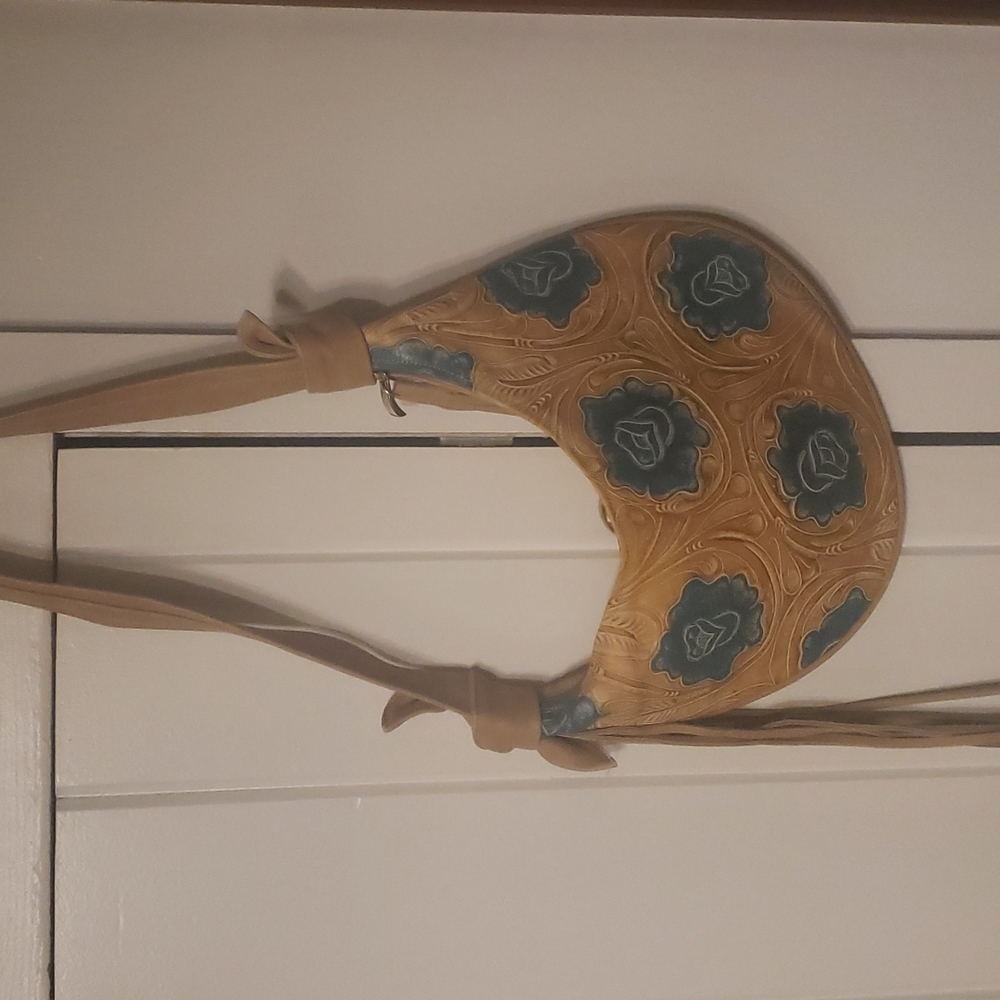 B.B. Simon Tooled Leather Shoulder Bag - Gem